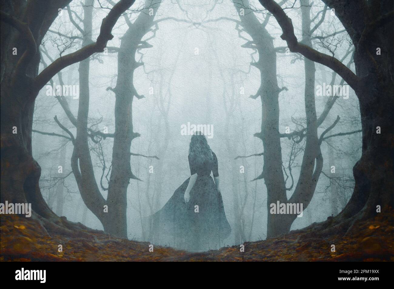 Woman wearing long dress in woods hi-res stock photography and images ...