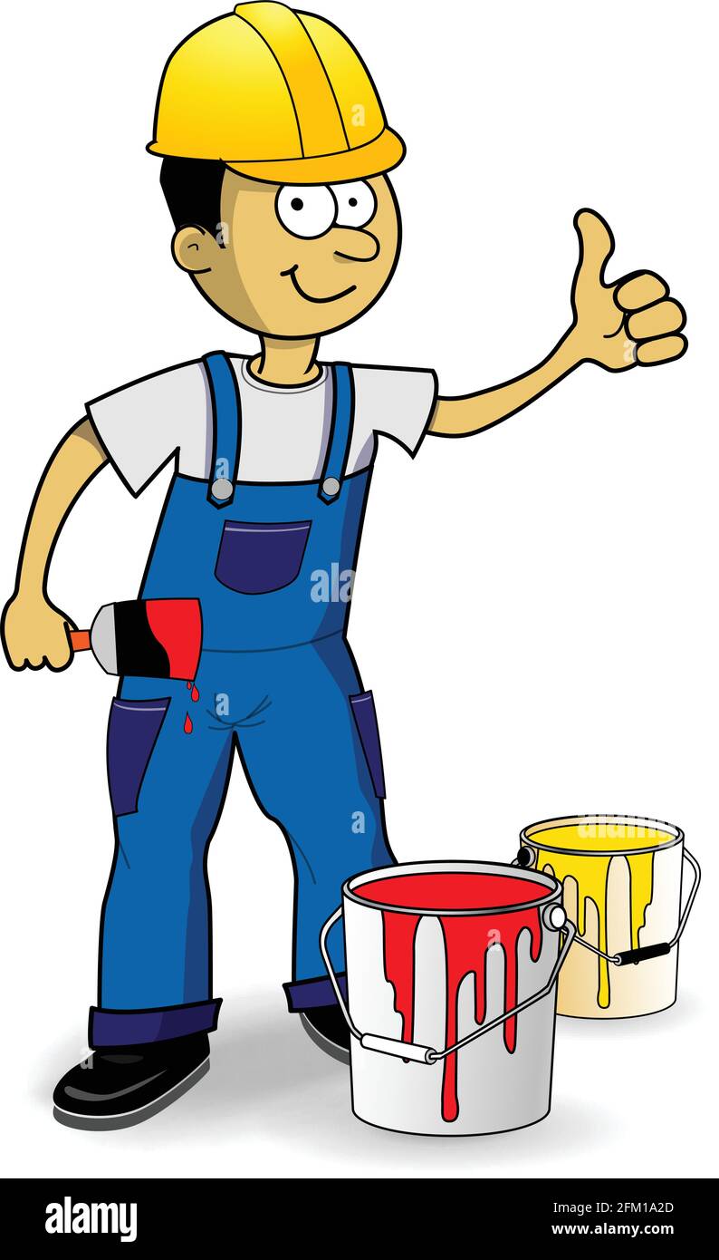 Illustration of happy painter on white background Stock Vector Image ...