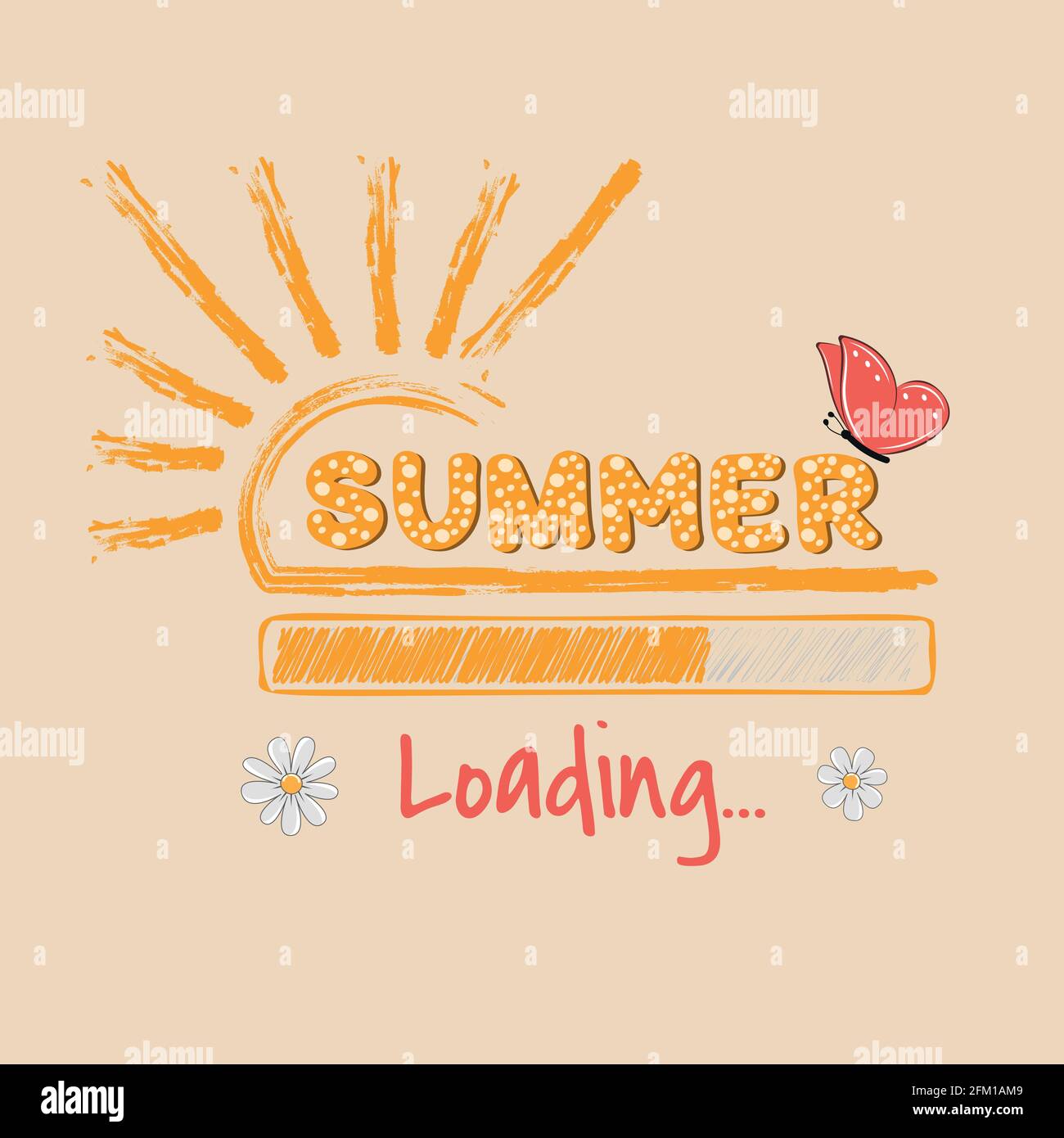 Loading progress Bar with text Summer. Vector illustration Stock Vector ...