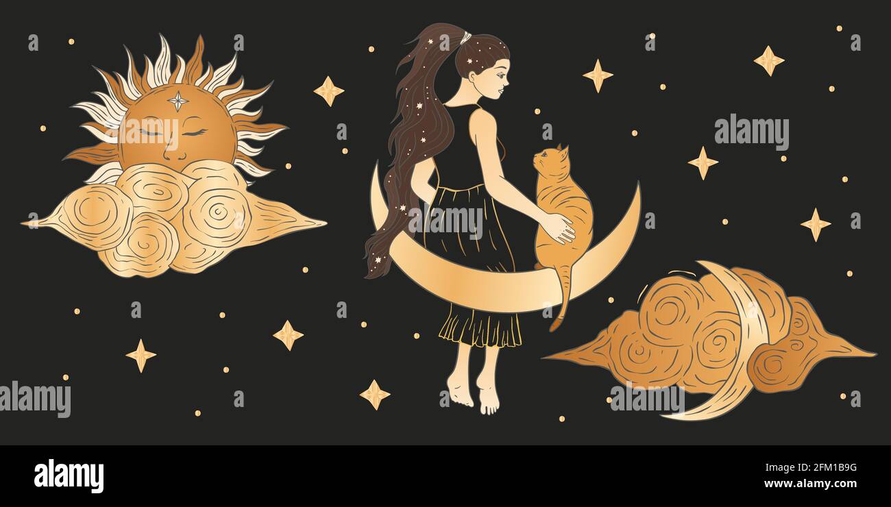 Celestial African American woman sacred astrology feminine boho ...