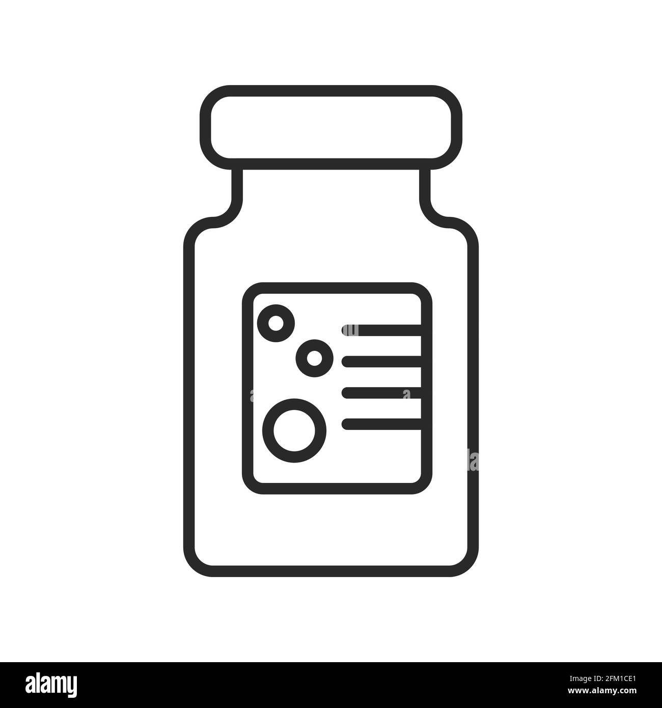 Pill Bottle Thin Line Icon Vaccine Concept Vial Black Outline Or Line