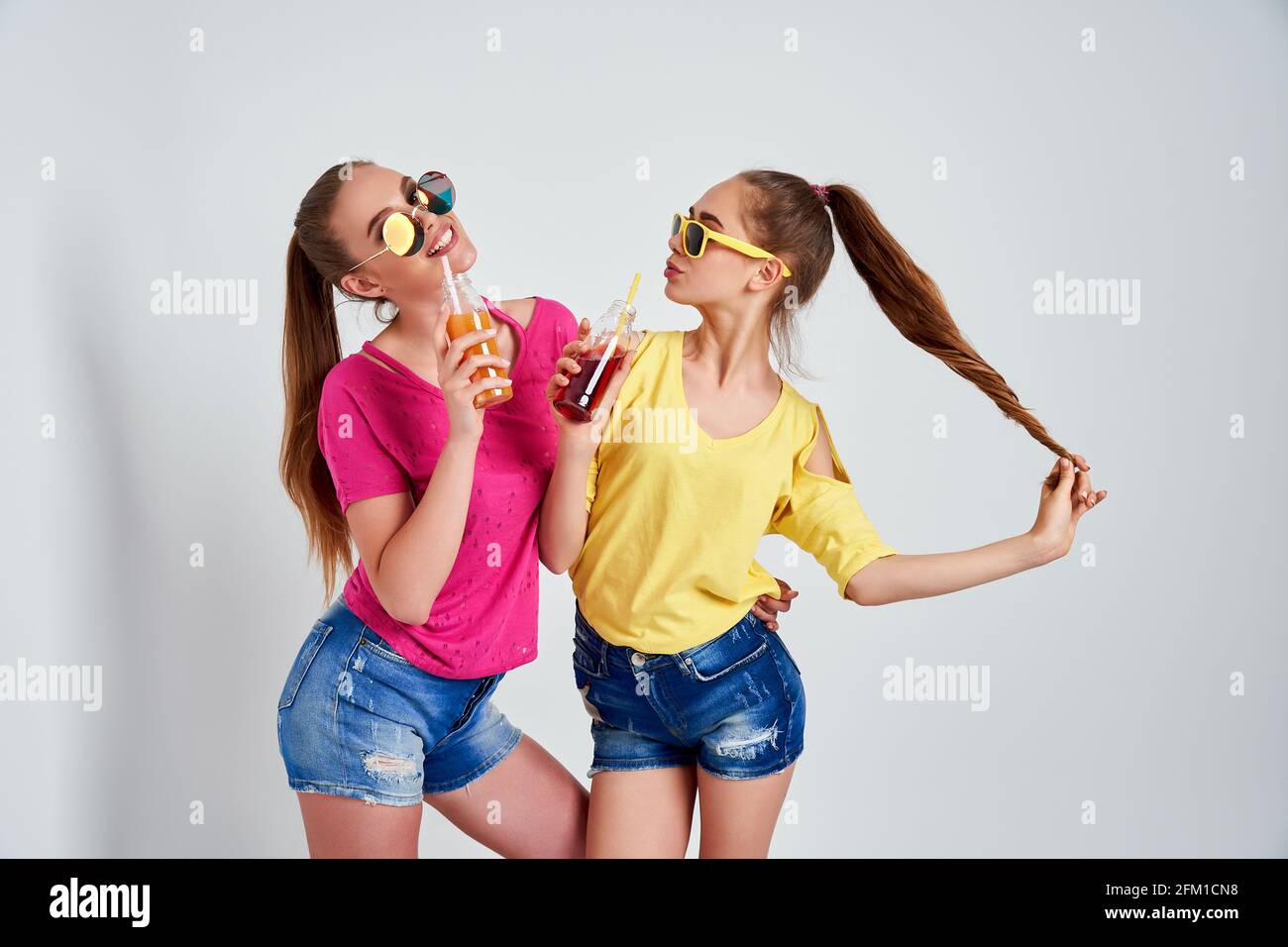 Close-up portrait of two person nice cute cool fascinating lovely ...