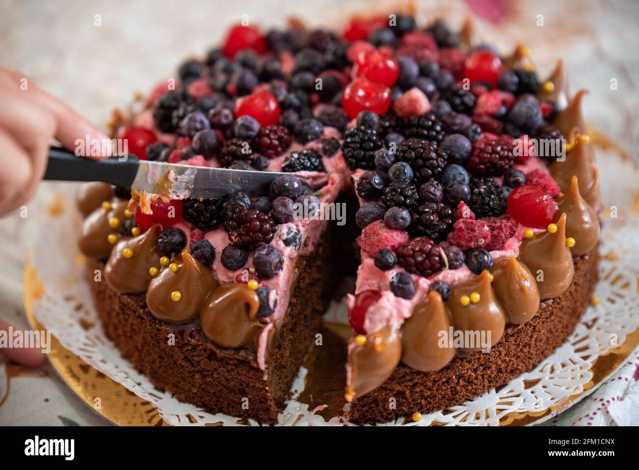 red berry cake ideal dessert for the whole family Stock Photo - Alamy