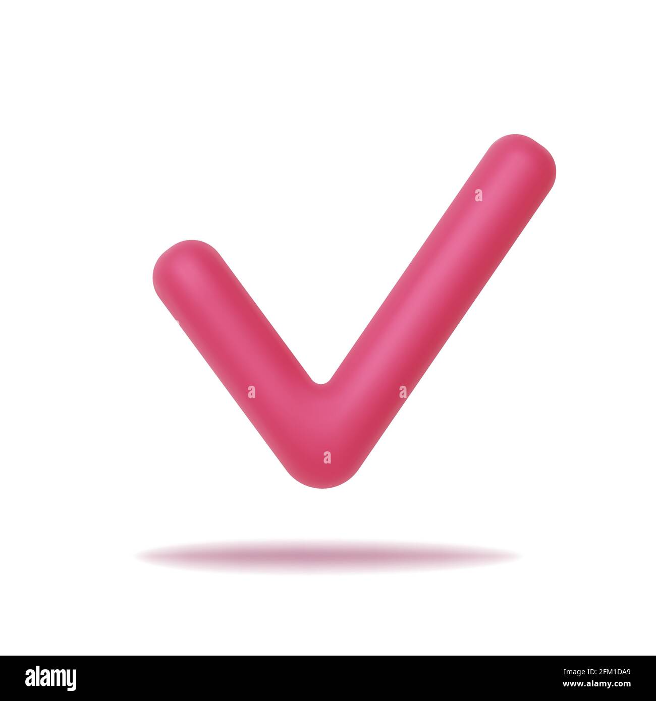 3D check icon, sign ok color pink. Checkmark sign for mobile, web and ...