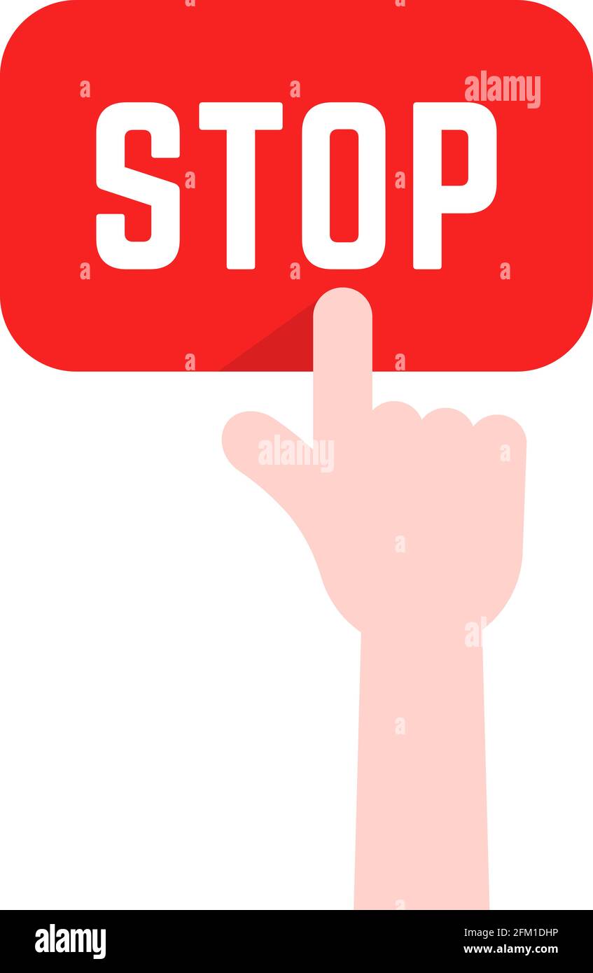 Emergency stop button hand Stock Vector Images - Alamy