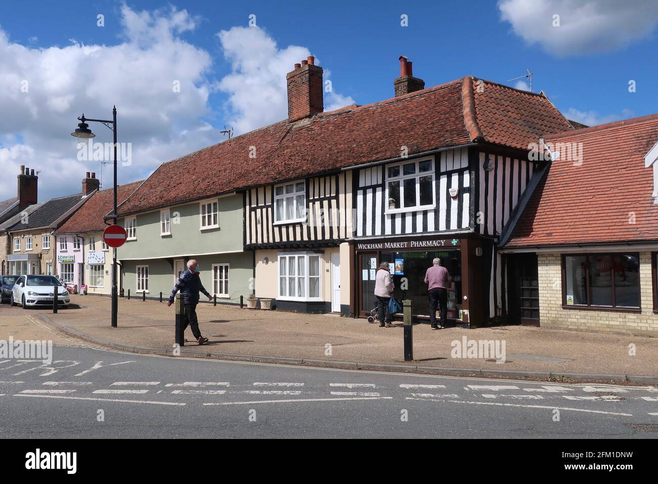 Wickham Market, Suffolk, UK - 5 May 2021: Shops and a pharmacy in the ...