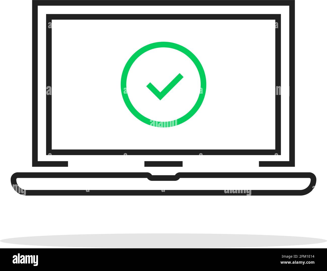 linear laptop with green check mark Stock Vector Image & Art - Alamy