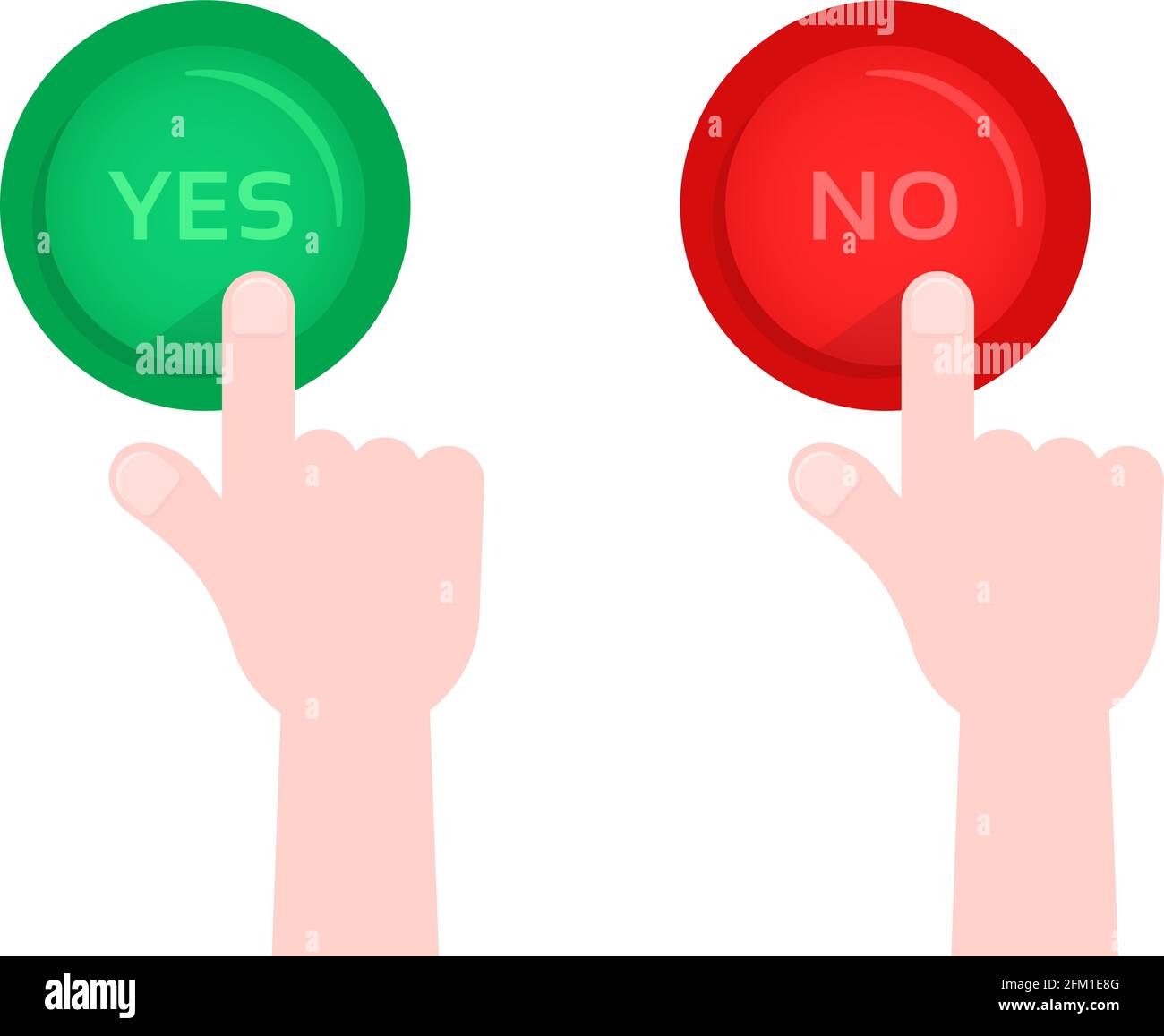 hand pushing on yes and no button Stock Vector Image & Art - Alamy