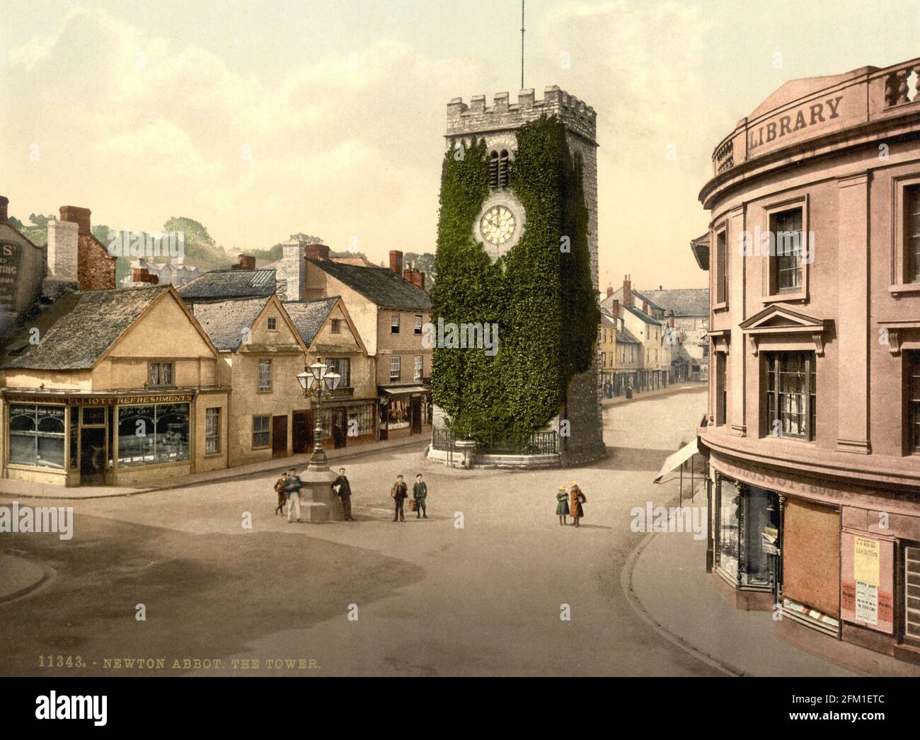 The Newton Abbot clock tower in Devon, circa 1890-1900 Stock Photo - Alamy