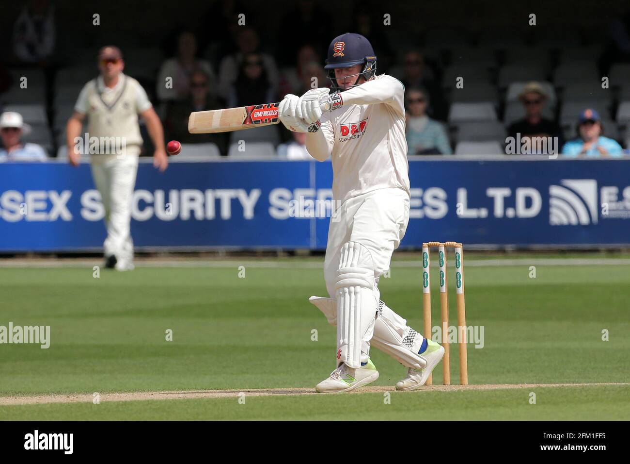 Simon Harmer of Essex hits out during Essex CCC vs Kent CCC, Specsavers ...
