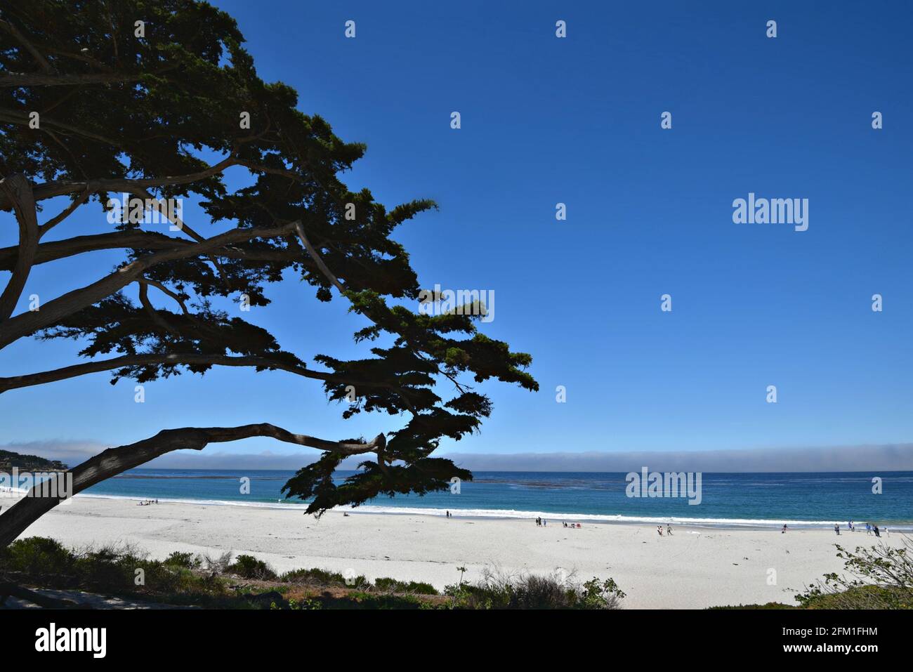Landscape with panoramic view of Carmel-by-the-Sea Beach in Monterey ...