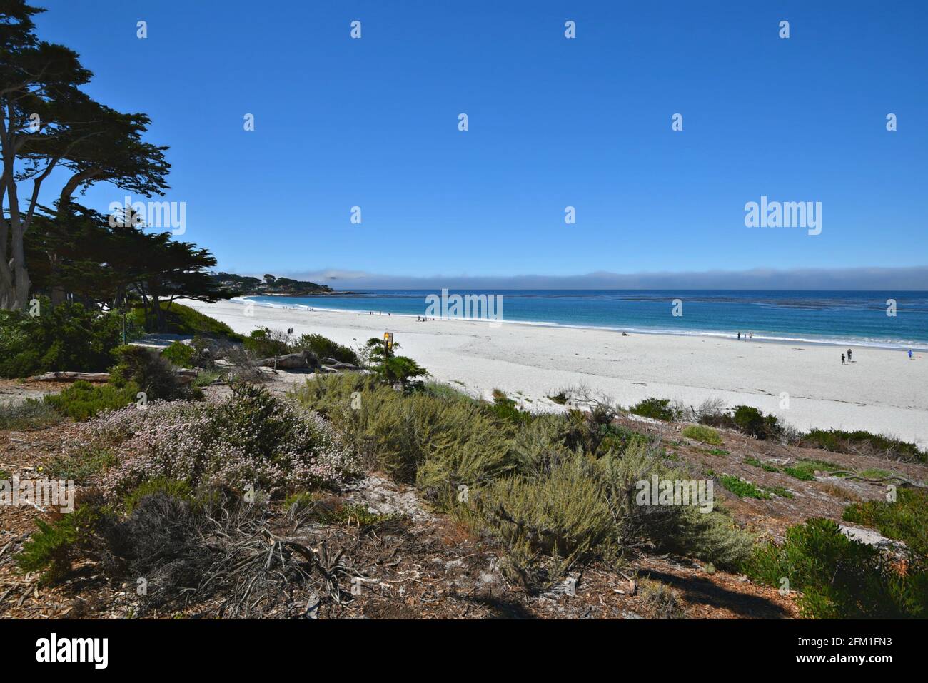 Landscape with panoramic view of Carmel-by-the-Sea Beach in Monterey ...