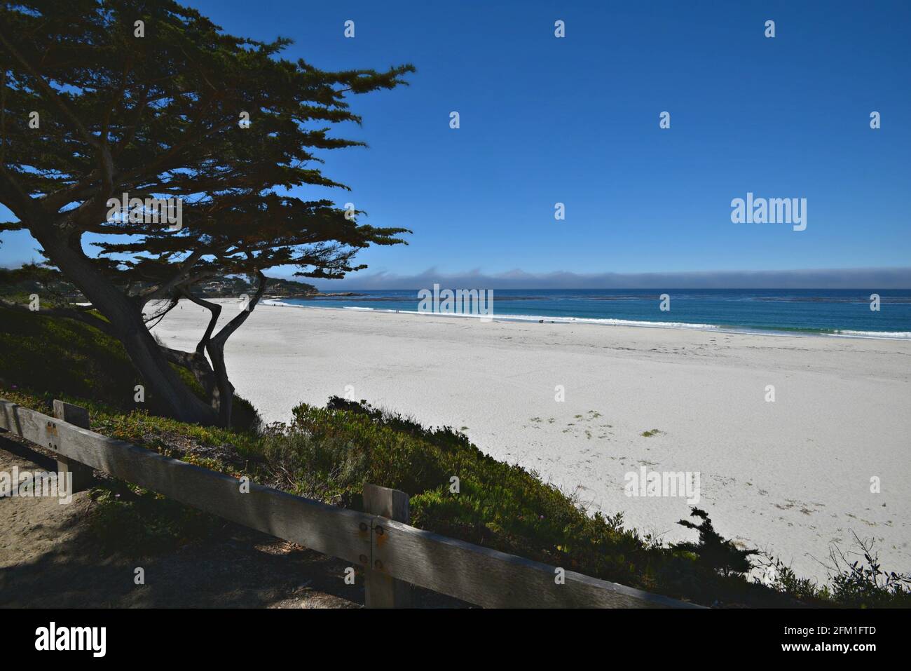 Landscape with panoramic view of Carmel-by-the-Sea Beach in Monterey ...