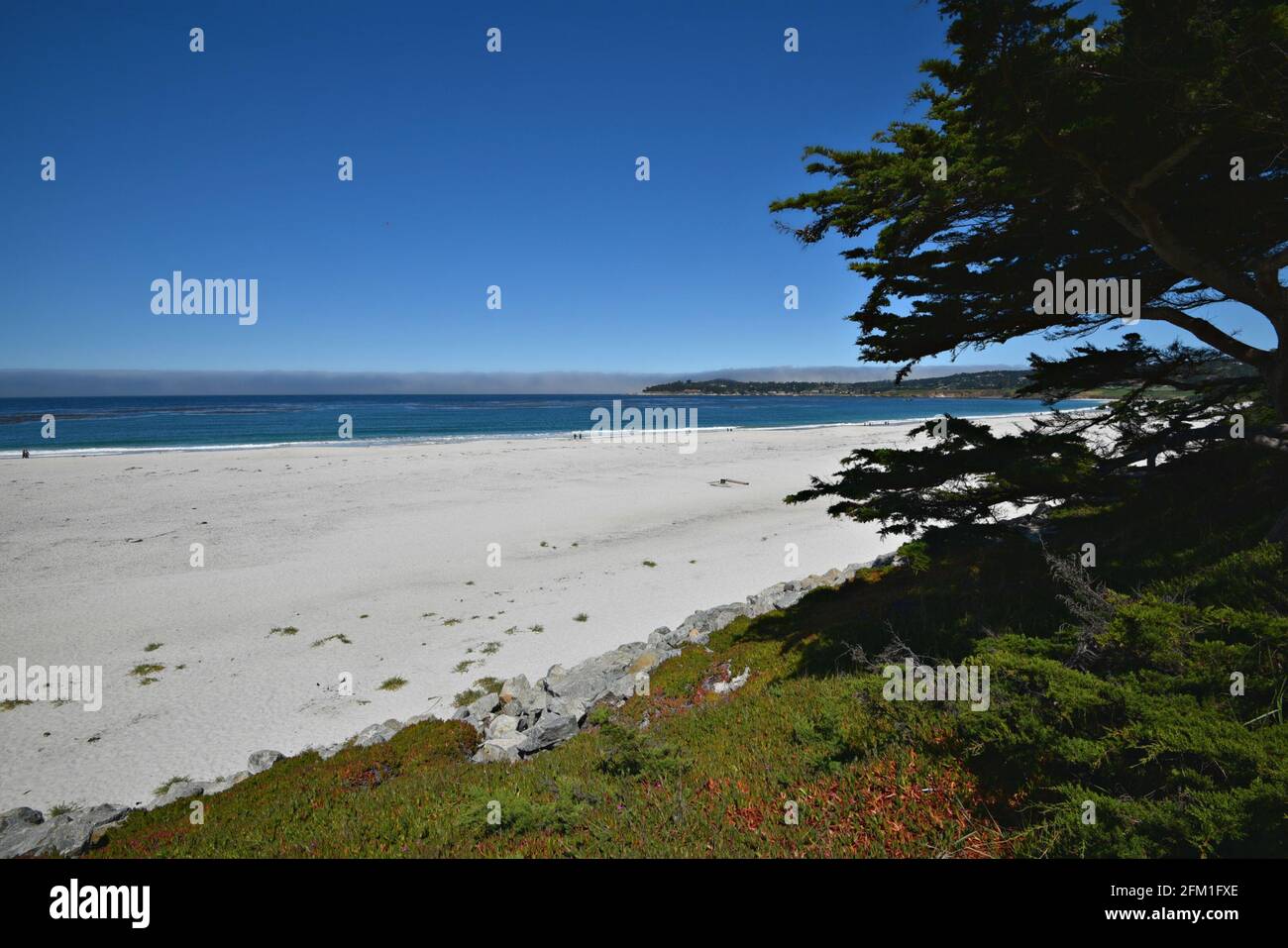 Landscape with panoramic view of Carmel-by-the-Sea Beach in Monterey ...
