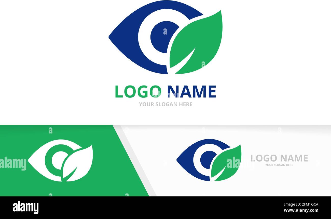 Vector eco eye logo combination. Unique organic vision logotype design ...