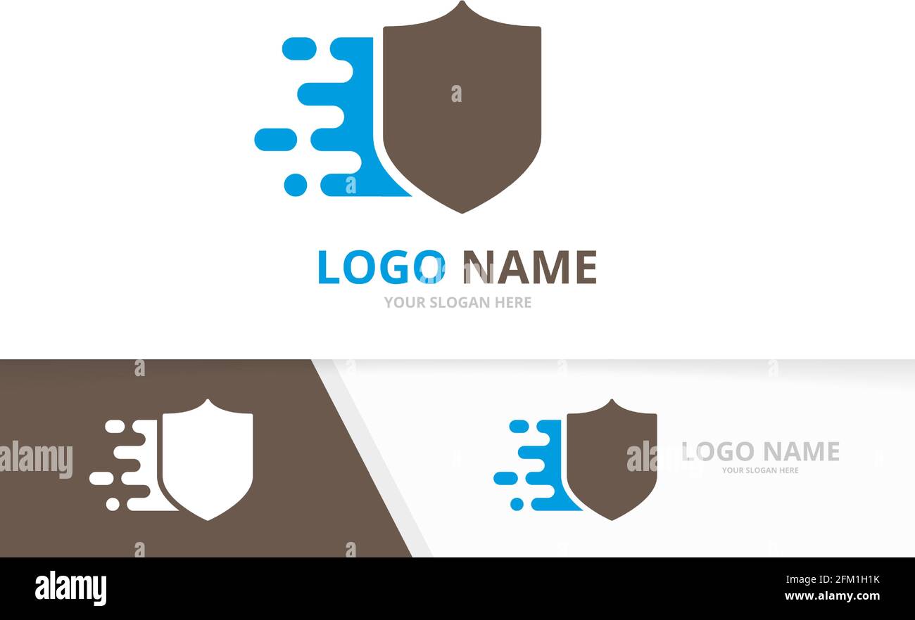 Vector speed shield logo combination. Quick security logotype design ...