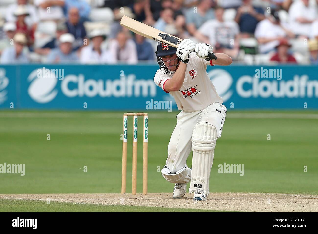 Daniel Lawrence hits 4 runs for Essex during Essex CCC vs Somerset CCC ...