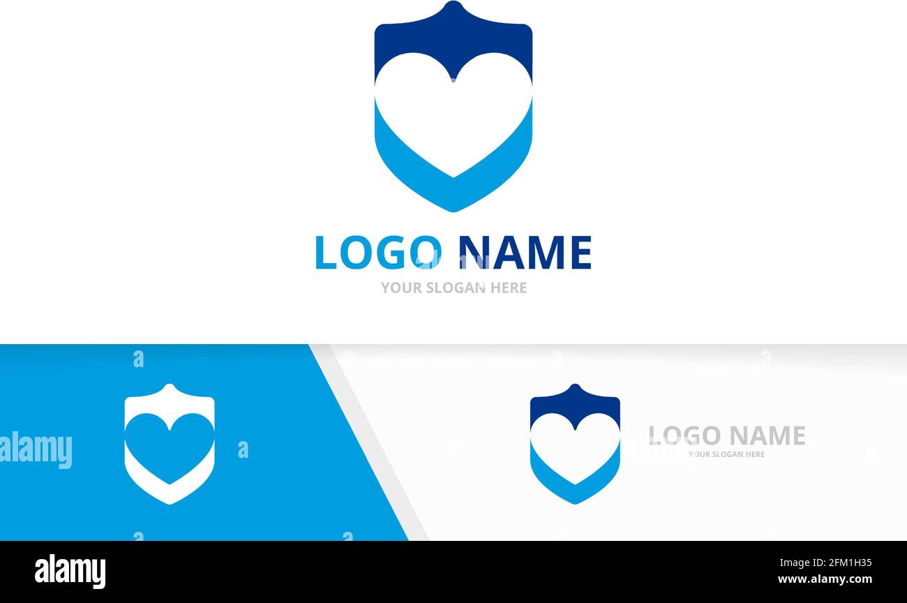 Vector heart and shield logo combination. Love security logotype design ...
