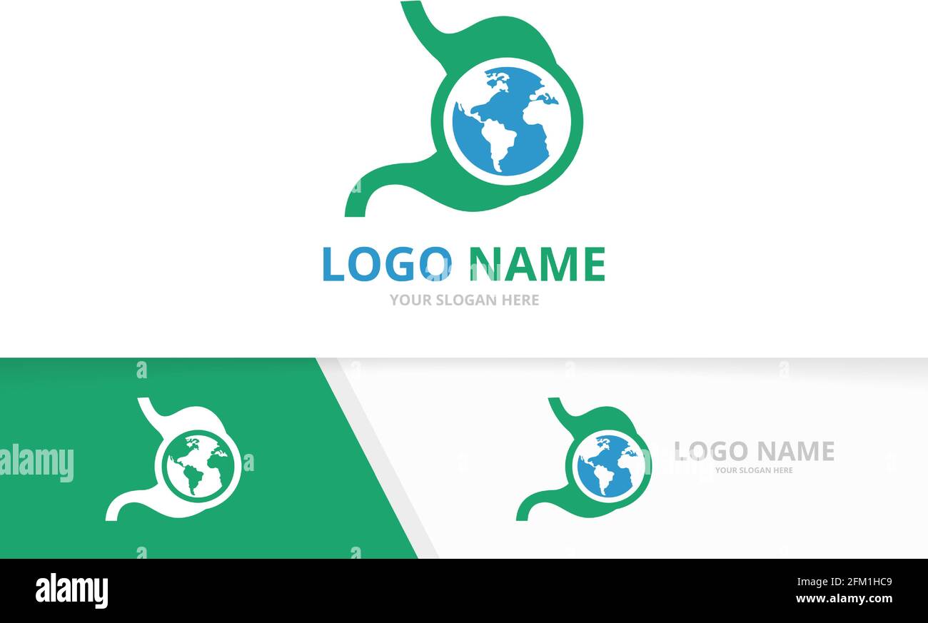 Vector stomach and earth logo combination. Unique gastrointestinal ...