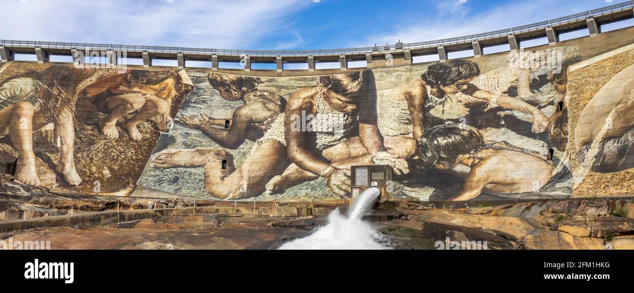 Wellington Dam world's largest dam wall mural painted by Guido Van ...