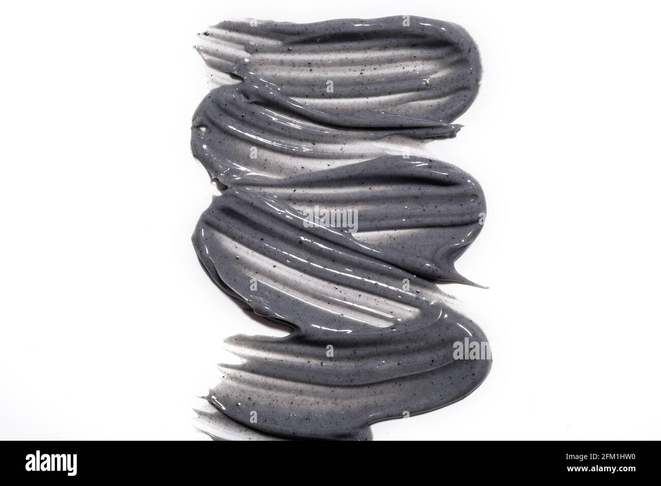 Clay or charcoal face mask stroke isolated on white. Texture grey ...