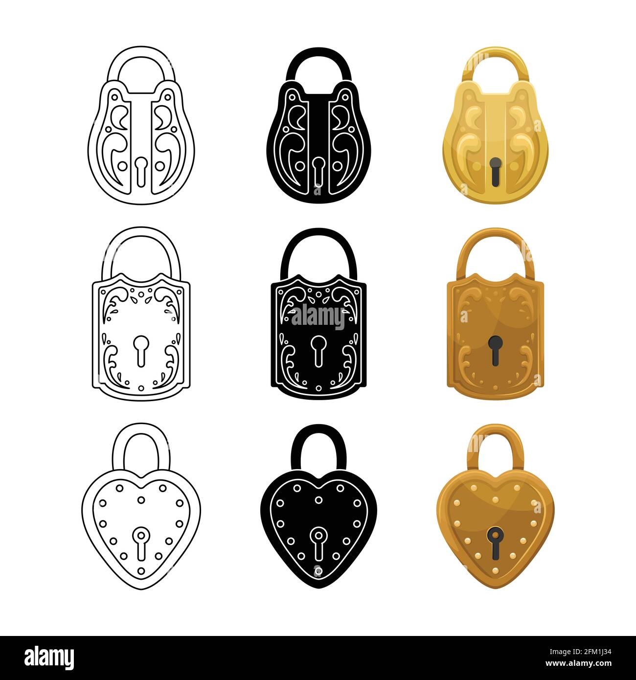 Vector set of retro locks. Vintage illustration Stock Vector Image ...