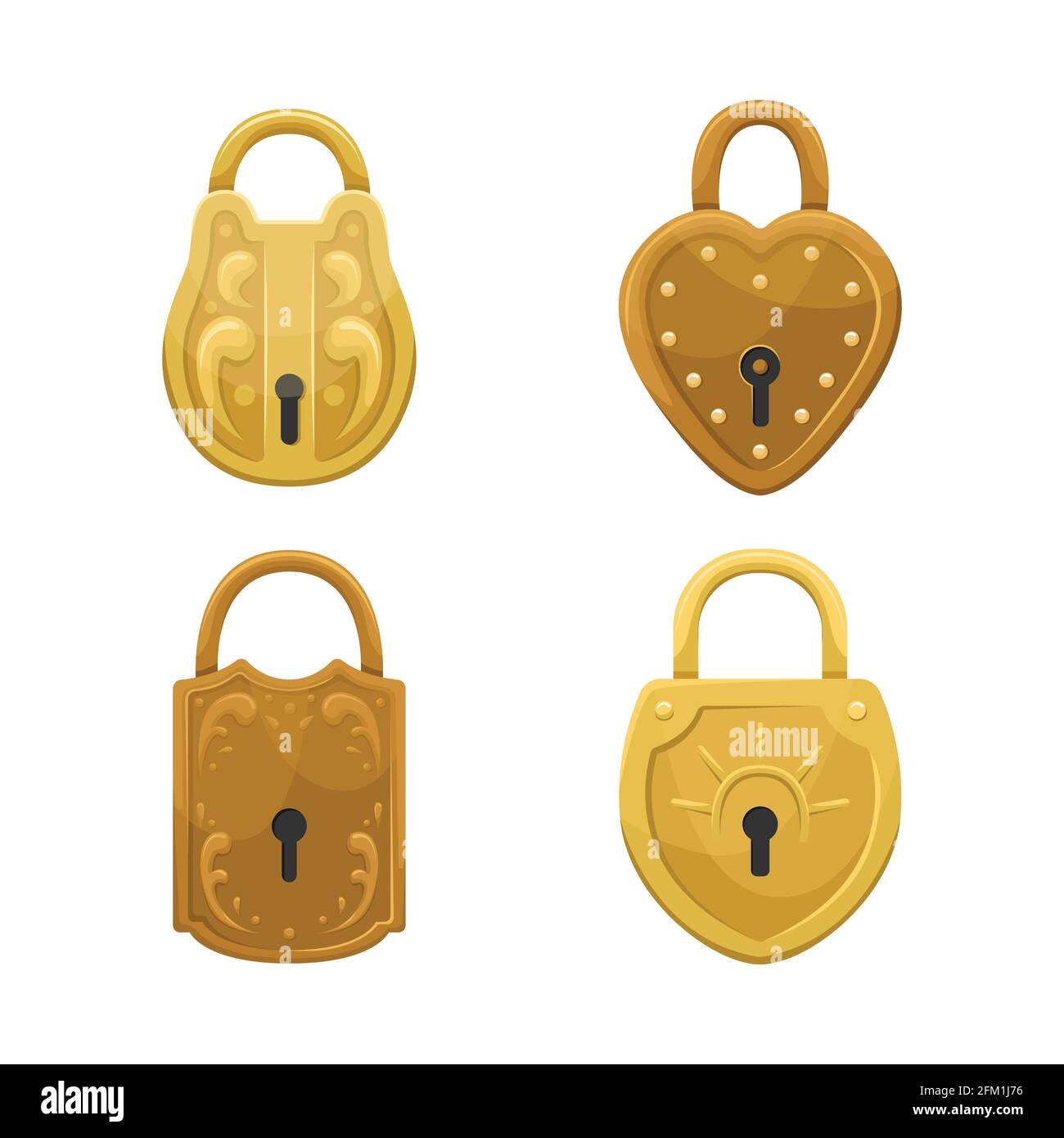 Vector set of retro locks. Vintage illustration Stock Vector Image ...