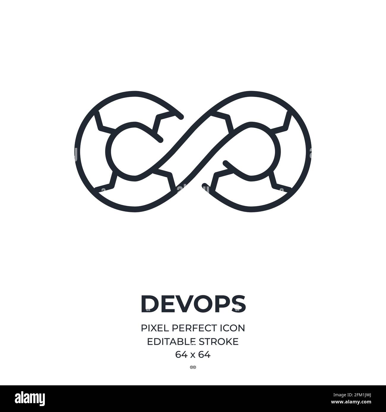 Devops editable stroke outline icon isolated on white background flat ...
