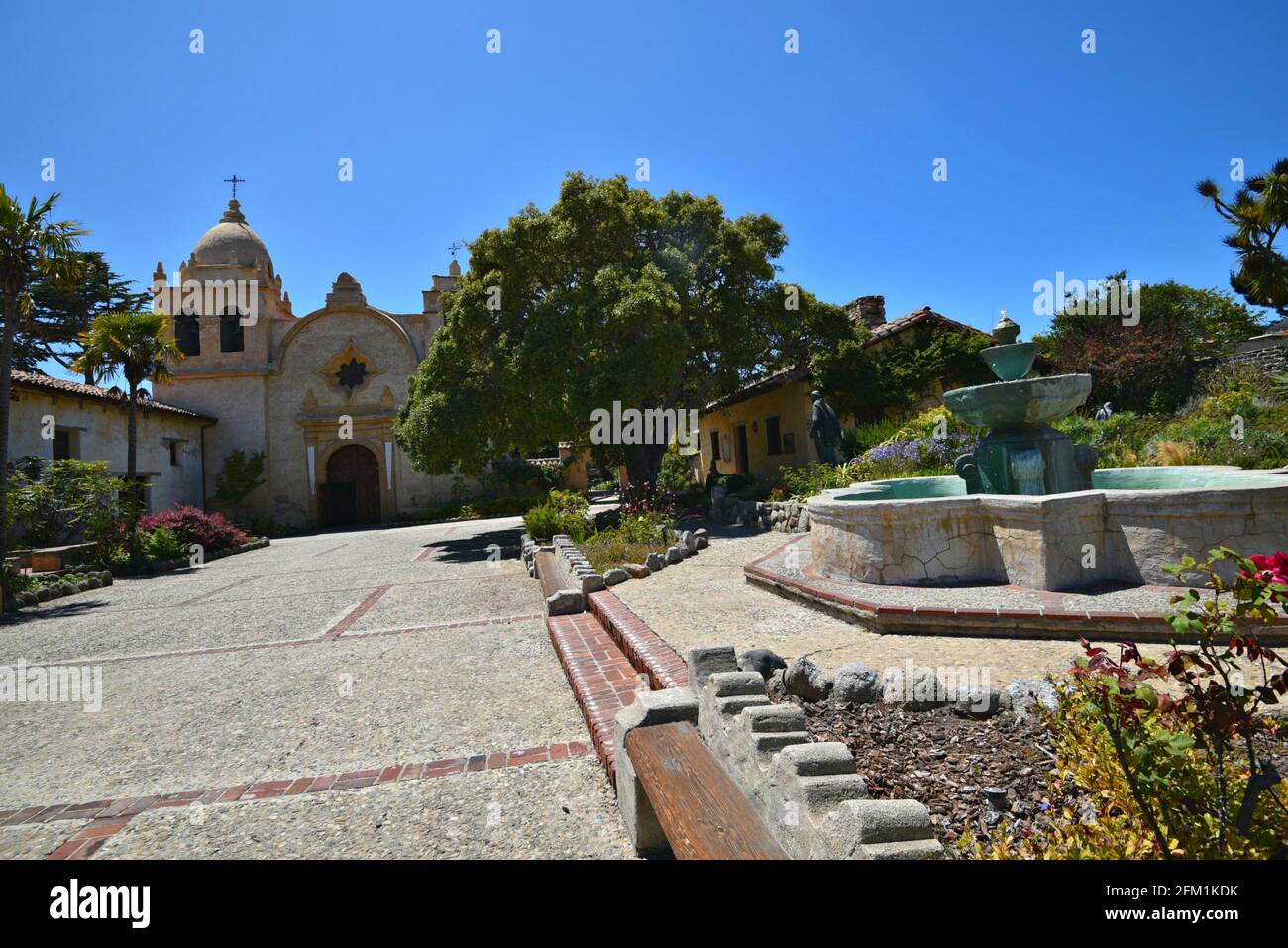Landscape with scenic view of Mission San Carlos Borromeo de Carmelo, a ...