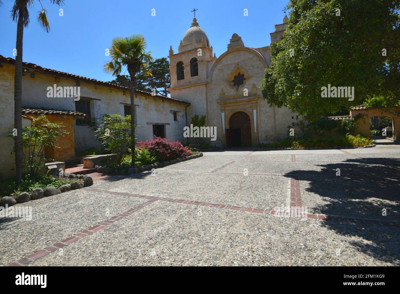 Landscape with scenic view of Mission San Carlos Borromeo de Carmelo, a ...