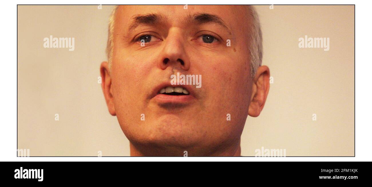 Ian Duncan Smith at a press conf where he made a plea for party unity ...