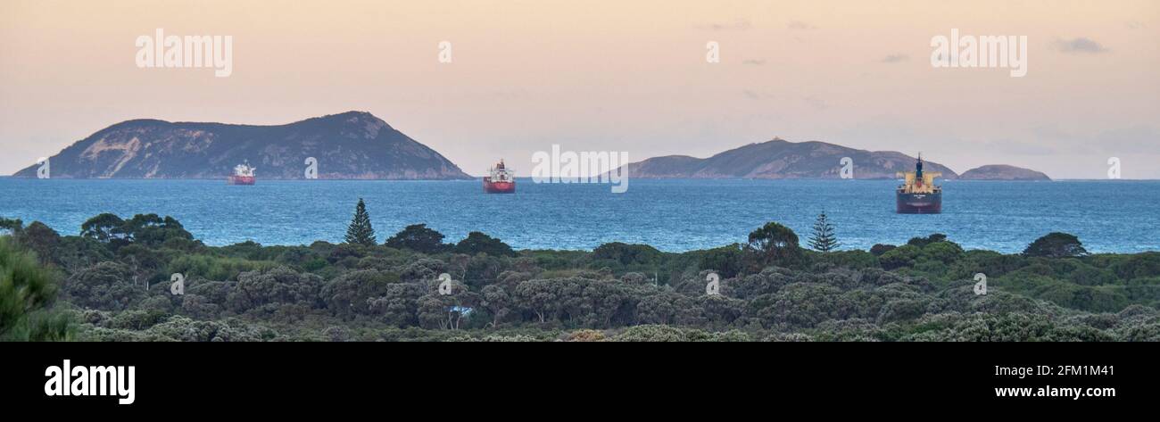 Three cargo ships in King George Sound Albany Western Australia Stock ...