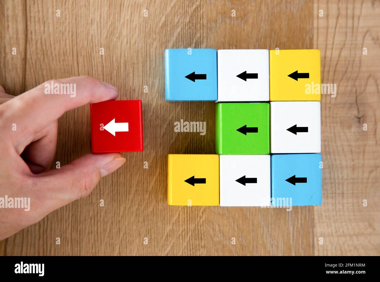 Follow the leader conceptual with arrow heading to a same directions ...