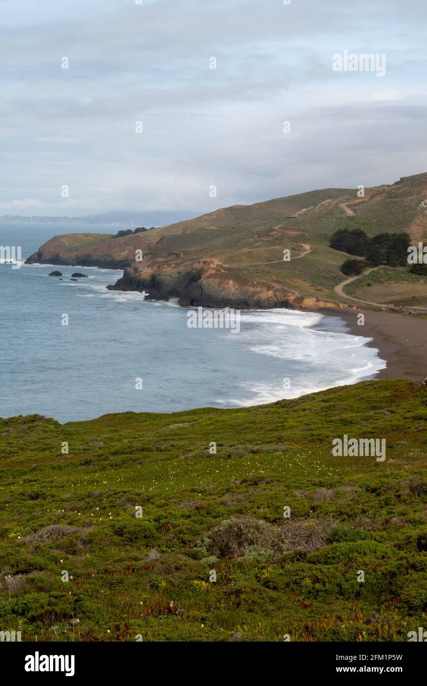 Shoreline at Rodeo Beach, California, USA, in Sausalito's Marin ...