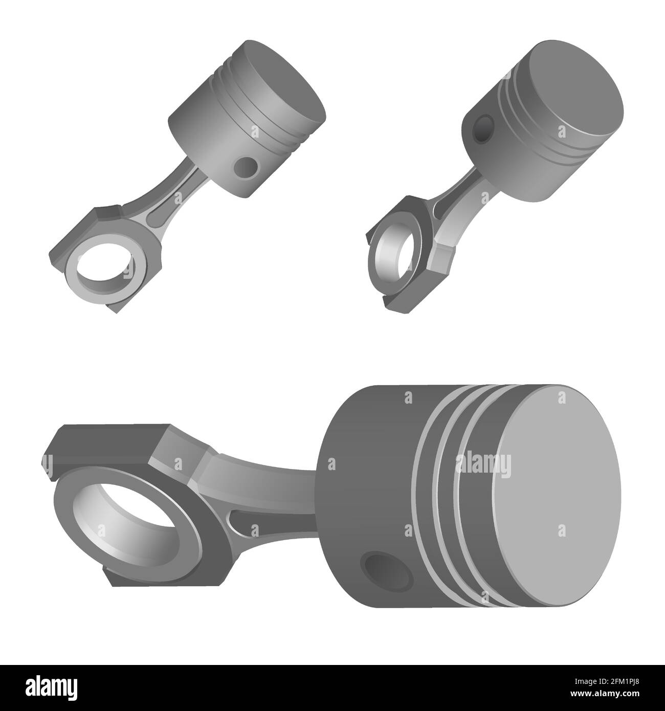 realistic 3D car engine piston isolated on white background. Engine ...