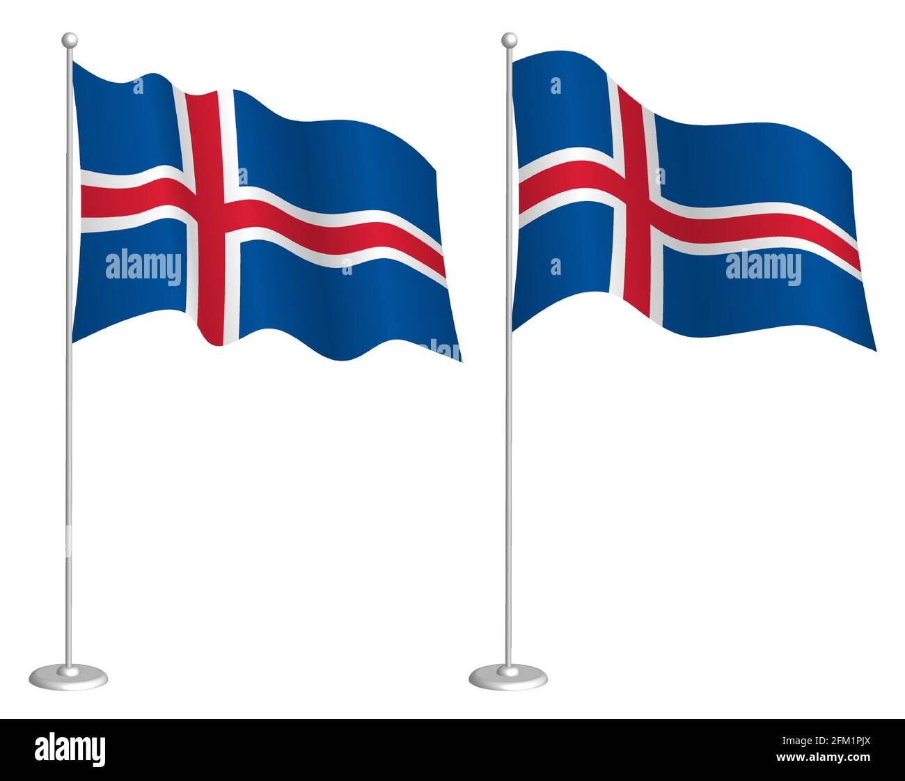 flag of Iceland on flagpole waving in wind. Holiday design element ...