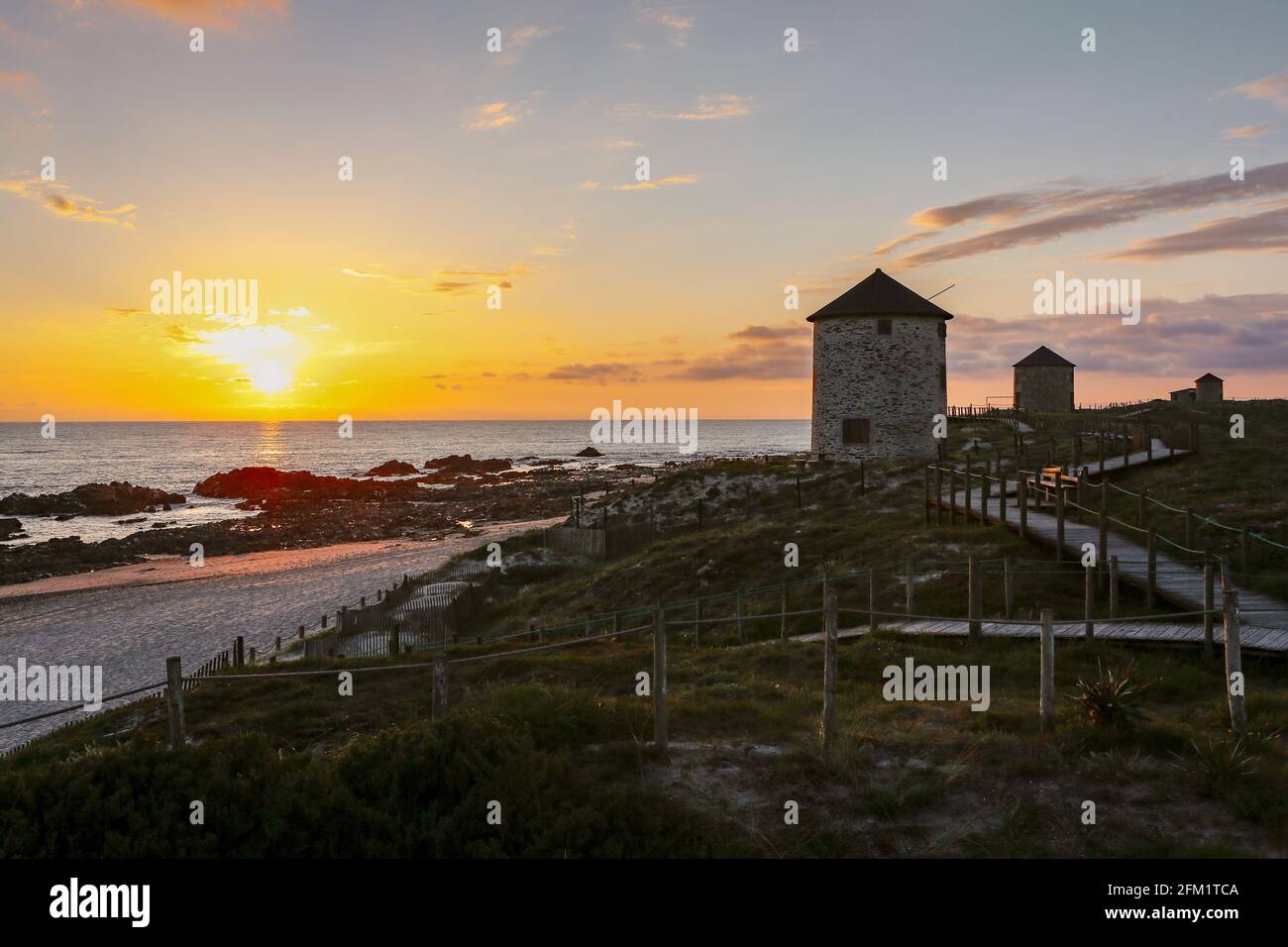 Beautiful sunrise scape with Cheese Castle Beach in Portugal Stock ...
