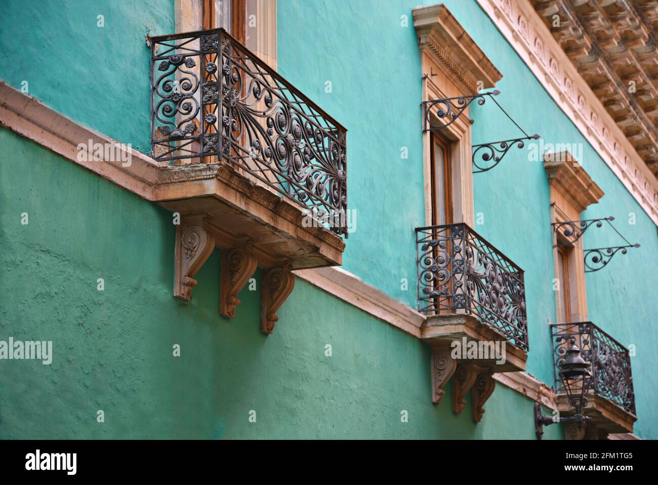 Spanish Colonial building facade with a Venetian stucco wall ...