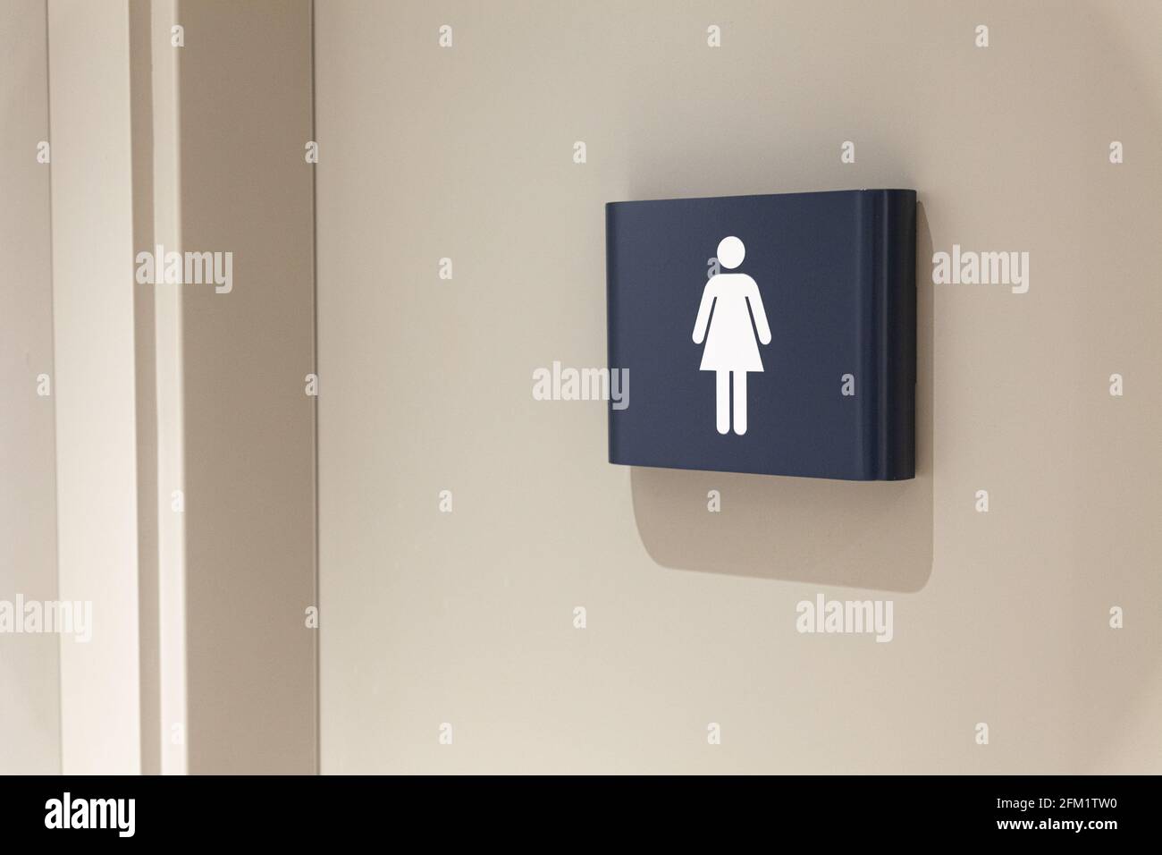 Toilet, wc icon, square white and dark blue sign on restroom door Stock ...
