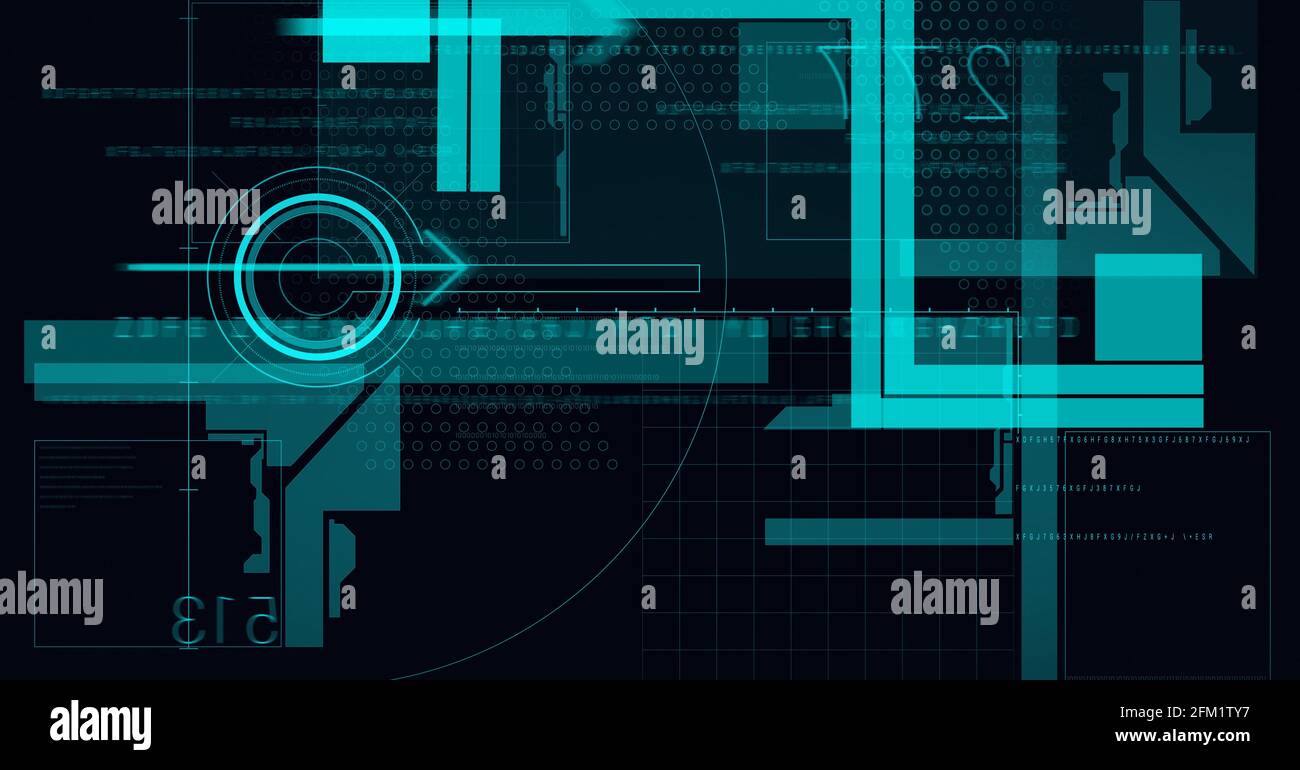 Animation of scope scanning, data processing and numbers on black ...