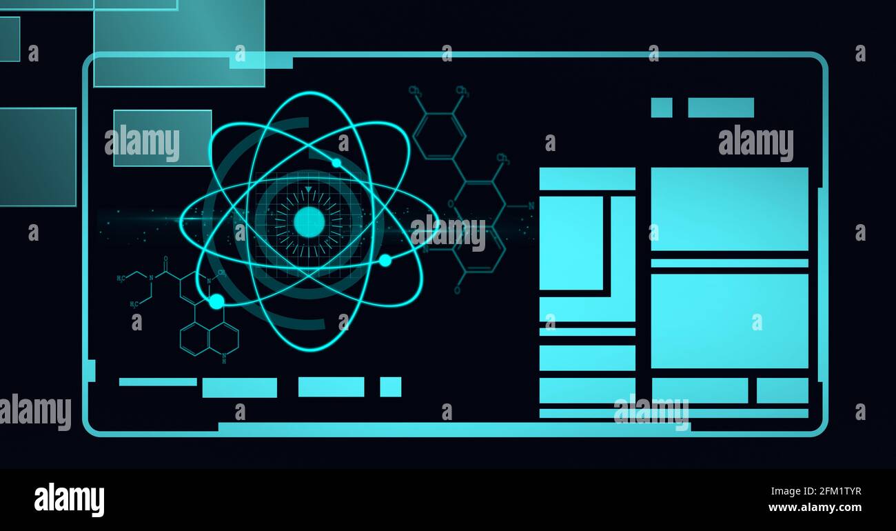 Animation of scientific data processing on screen with blue shapes and ...