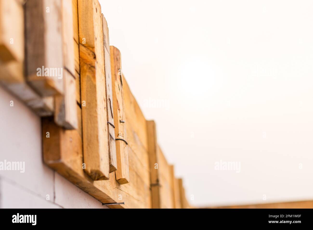 Wooden formwork for pouring reinforced belt with concrete Stock Photo ...