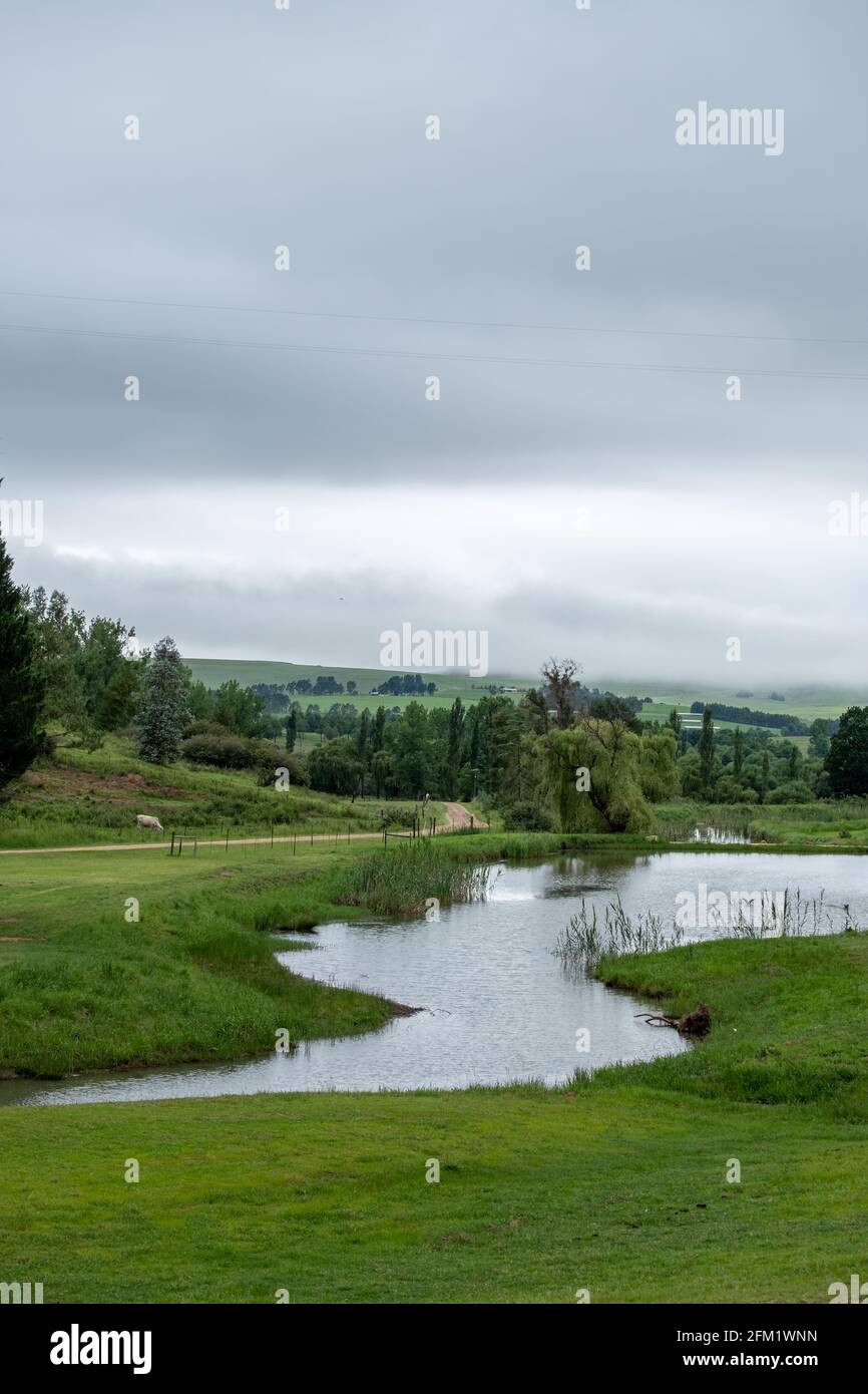A river meandering through a farm in the countryside Stock Photo - Alamy