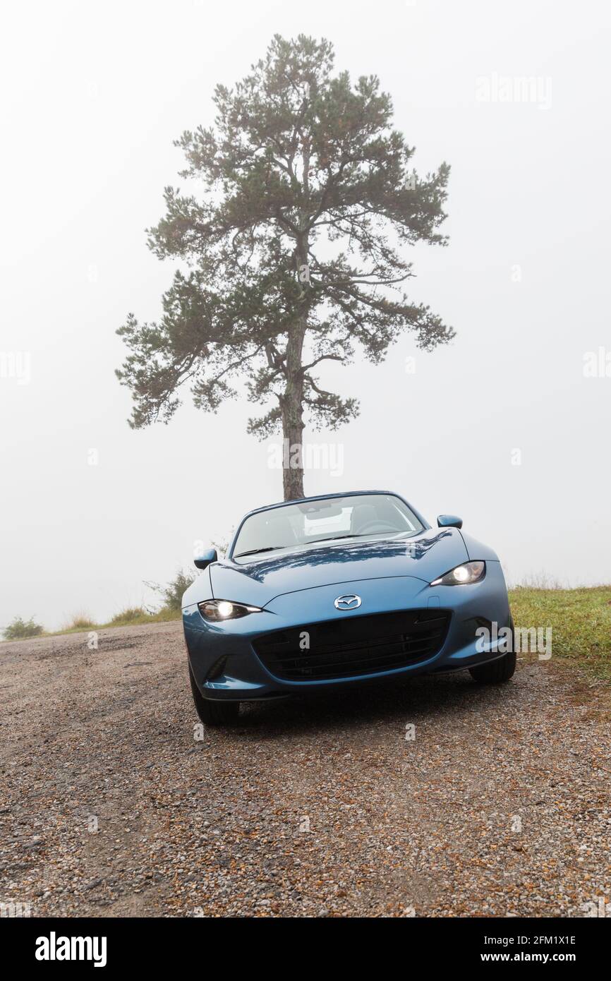 Front view of a new, blue 2020 Mazda MX-5 Miata GT RF Stock Photo - Alamy