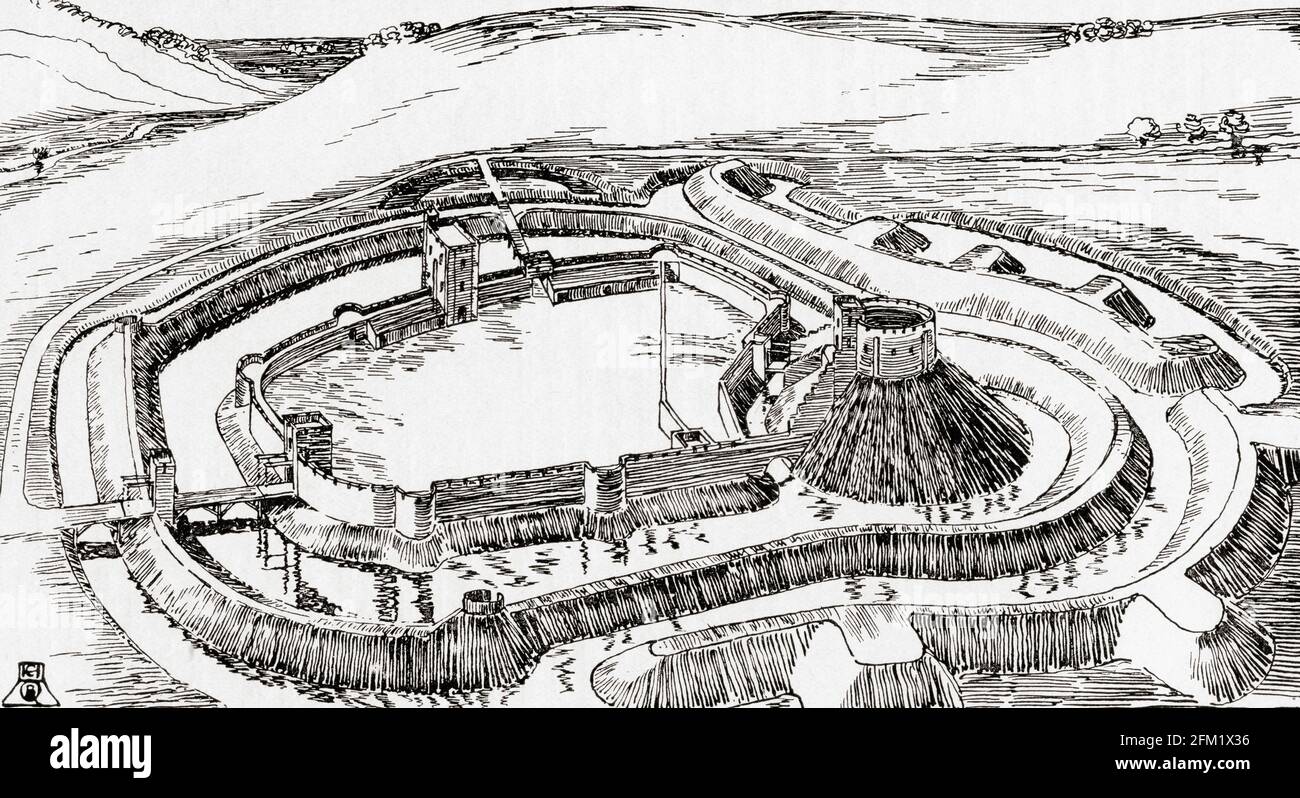 Aerial view of Berkhamsted Castle, Hertfordshire, England, partial ...