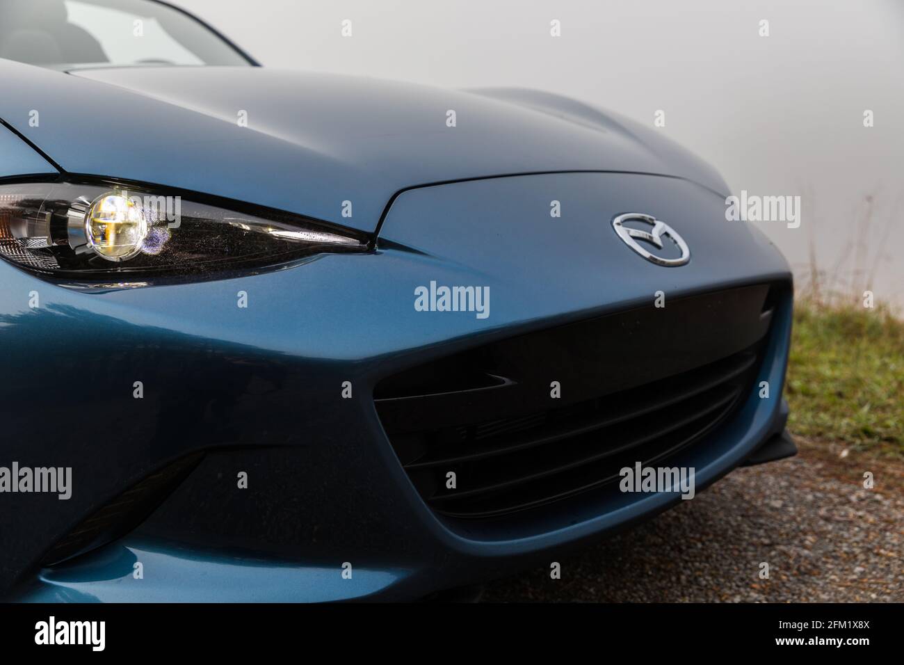 Front view of a new, blue 2020 Mazda MX-5 Miata GT RF Stock Photo - Alamy