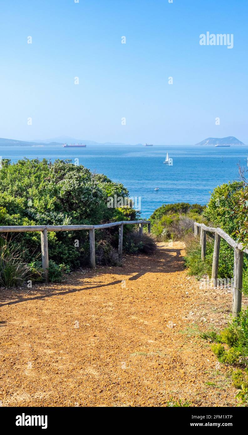 Gravel path on Mount Clarence leading down to Frenchman Bay, King ...