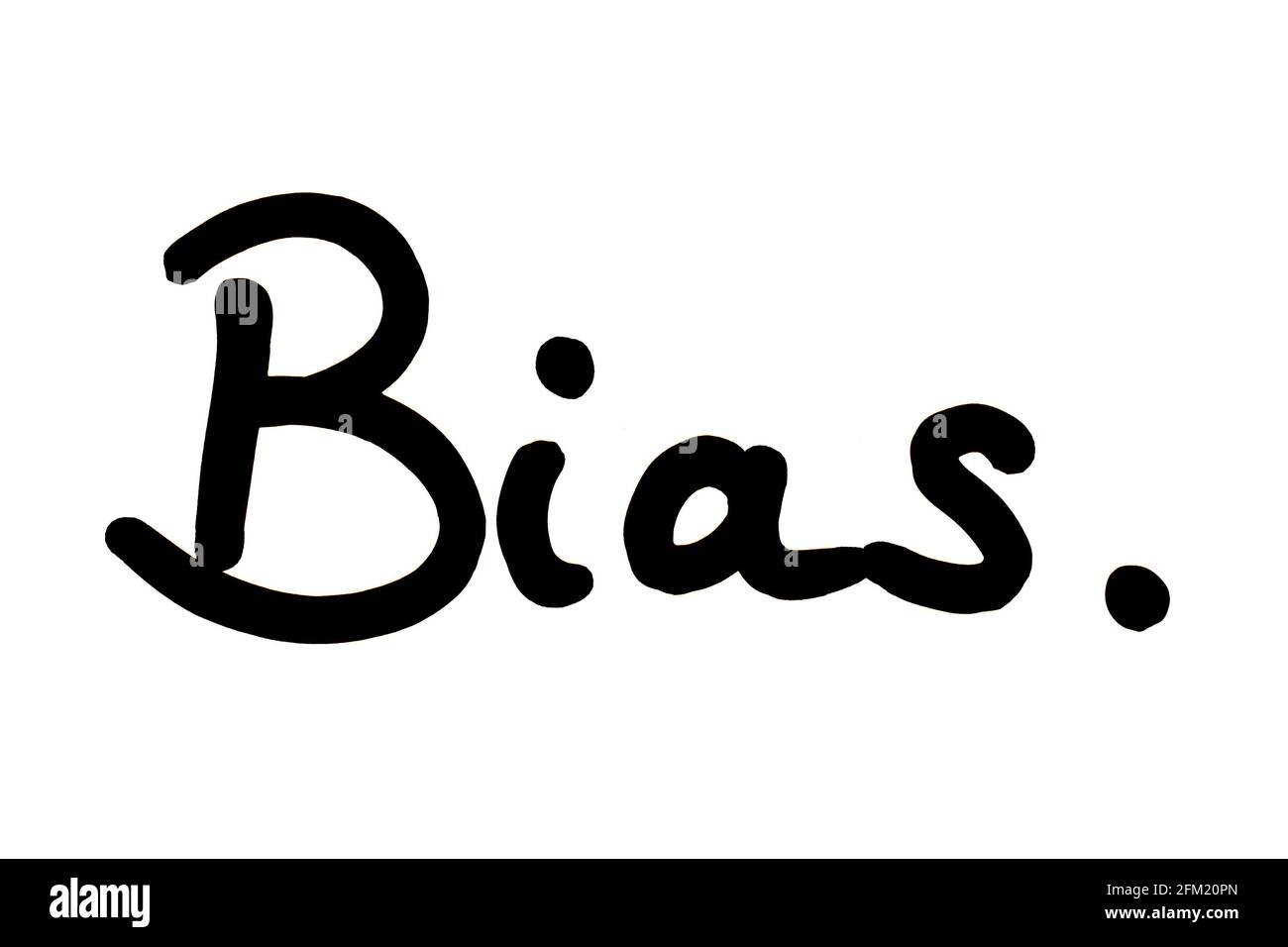 Bias, handwritten on a white background Stock Photo - Alamy