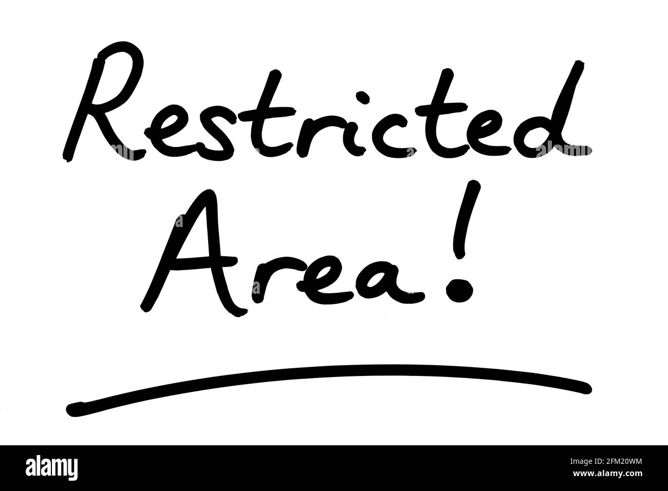 Restricted Area! handwritten on a white background Stock Photo - Alamy