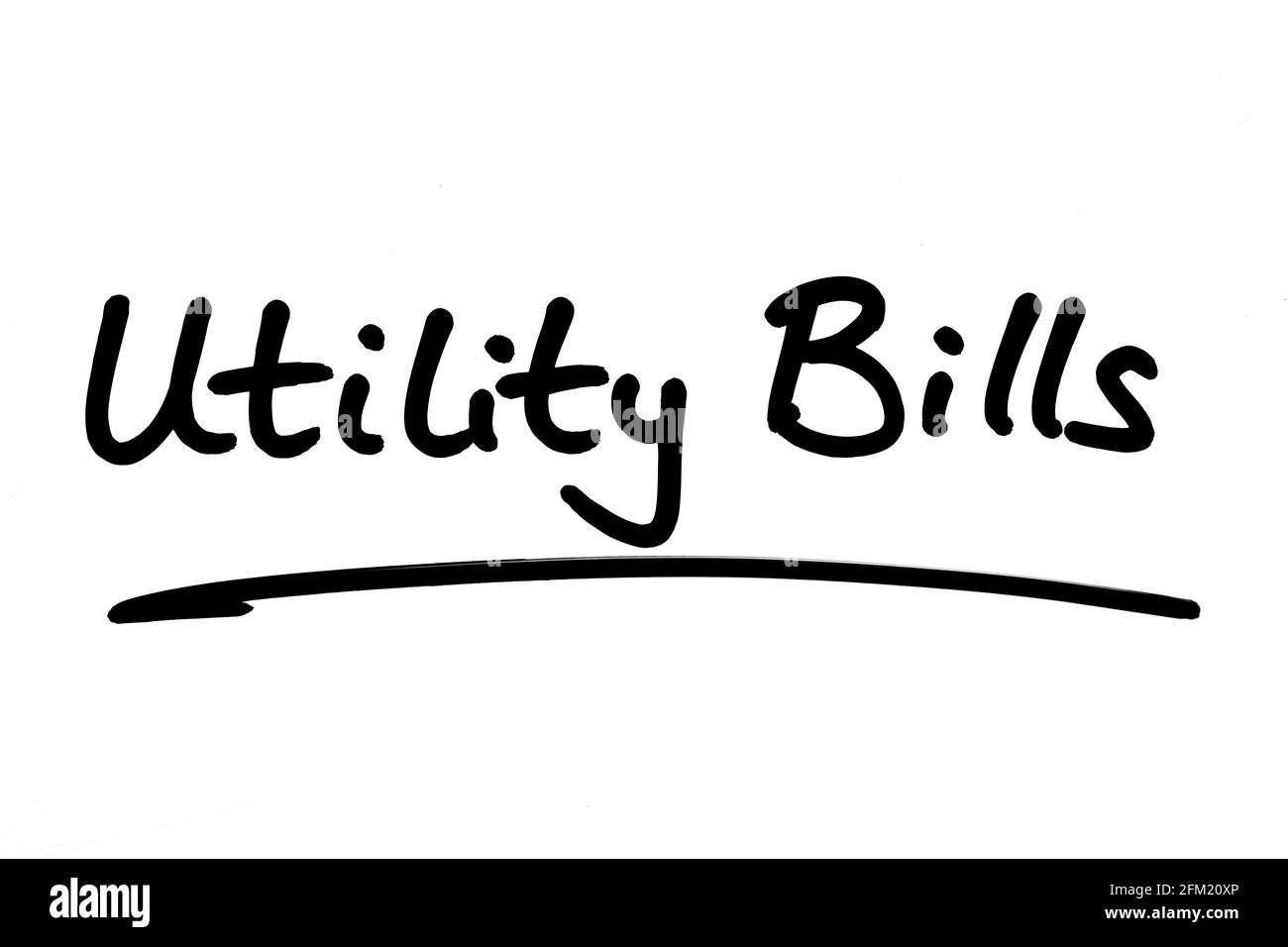 Utility Bills, handwritten on a white background Stock Photo - Alamy
